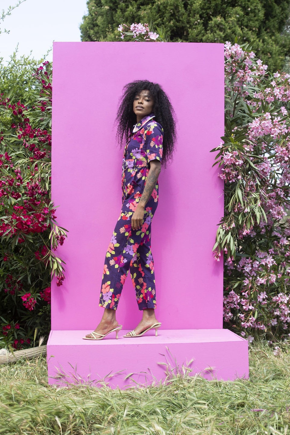 HEIDI Retro Jumpsuit - Purple Floral – OOTO CLOTHING
