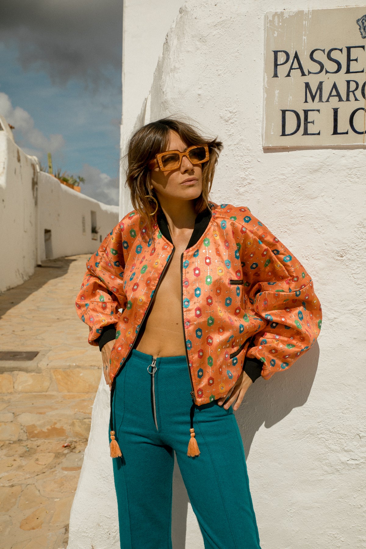 JANA Bomber - Peach Rainbow Mirror | OOTO CLOTHING